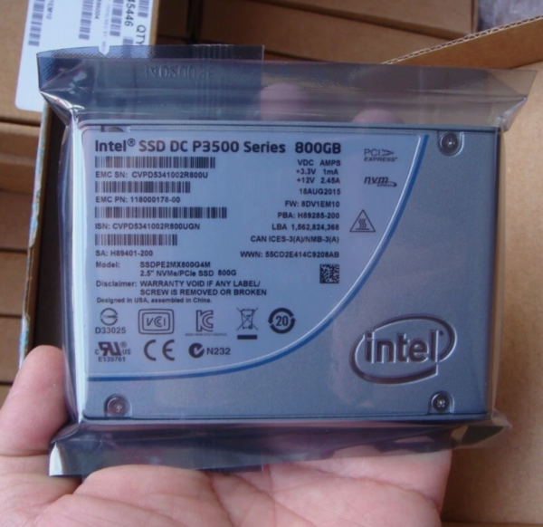 Intel DC P3500 Series 800GB PCIe NVMe 2.5″ SSD SSDPE2MX800G4M Solid ...